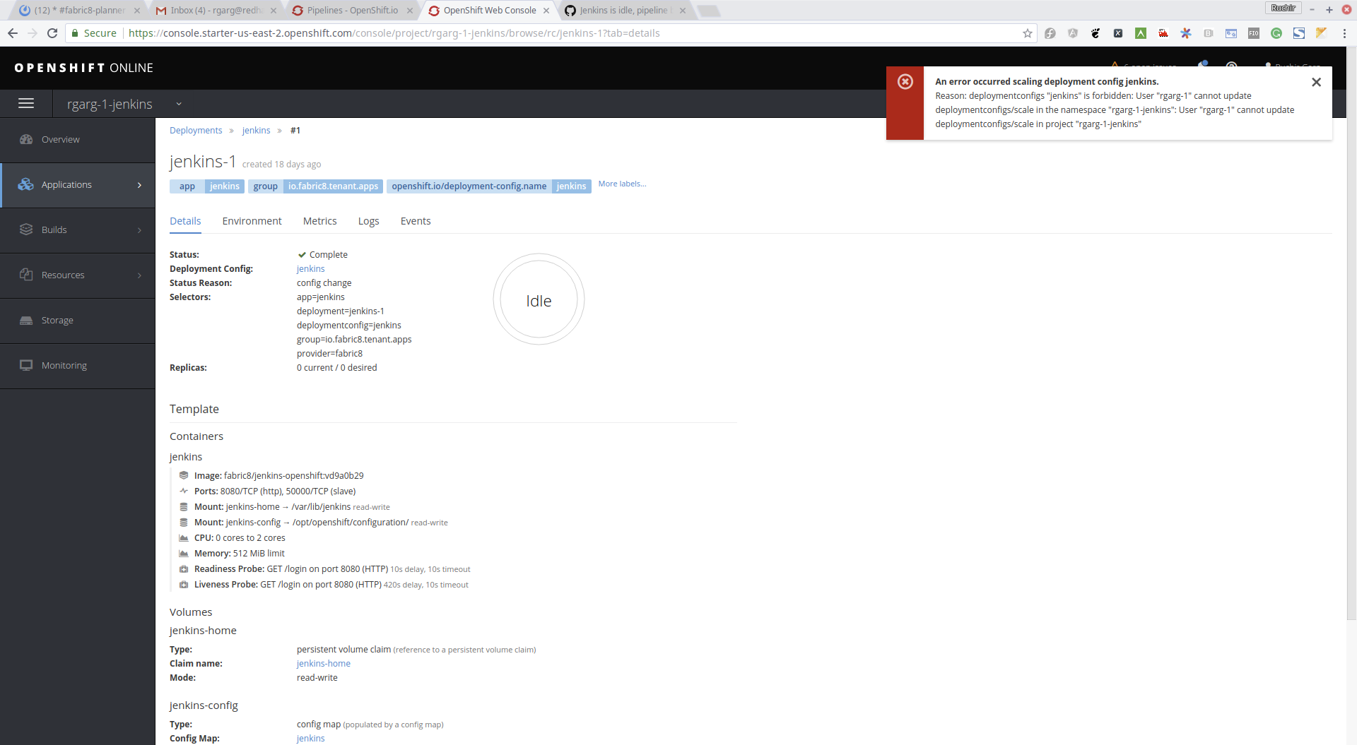 Jenkins is idle, pipeline build fails · Issue #2690 · openshiftio/openshift.io · GitHub