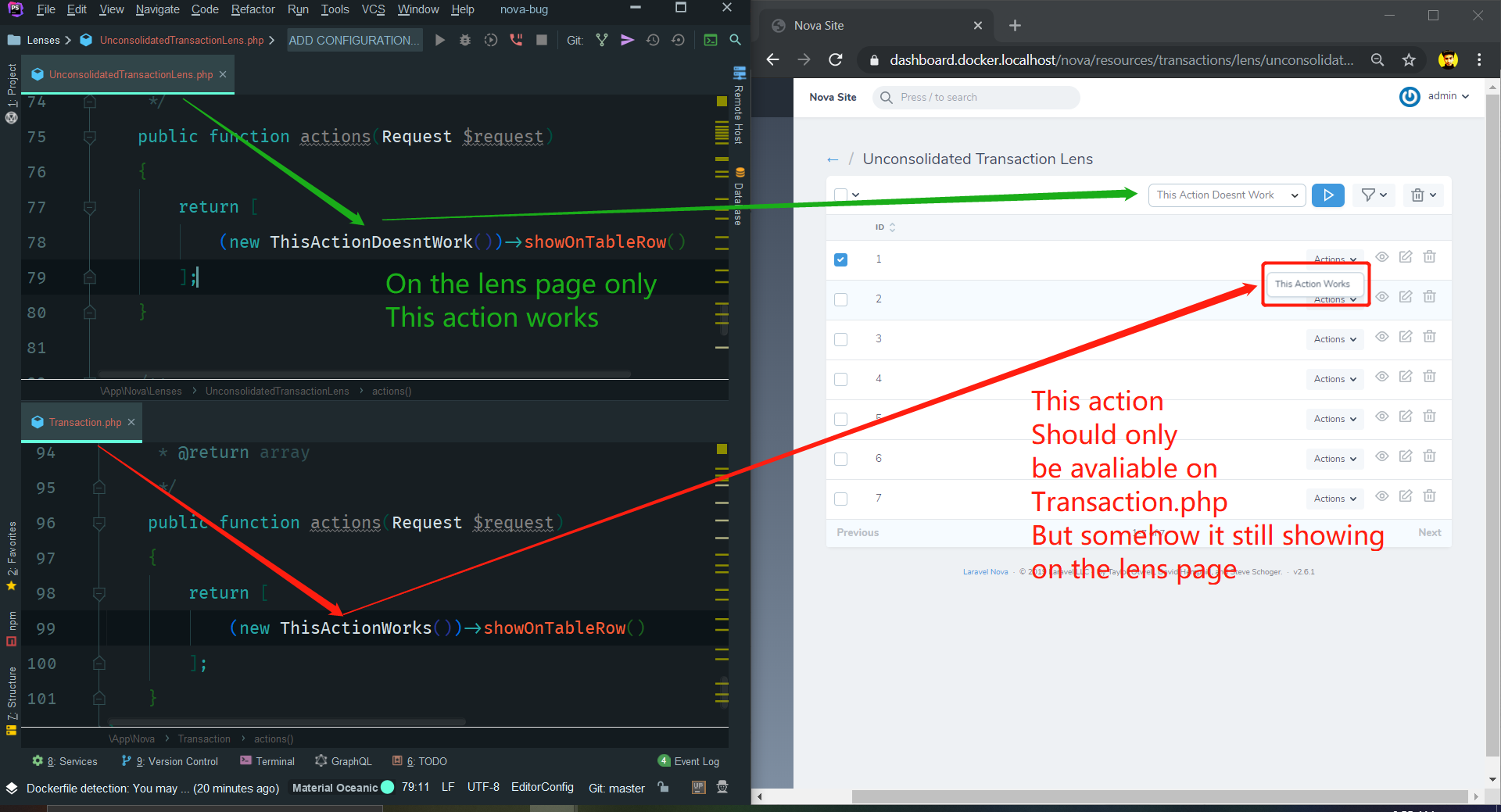 Inline Action not working on Lenses · Issue #2126 · laravel/nova-issues · GitHub