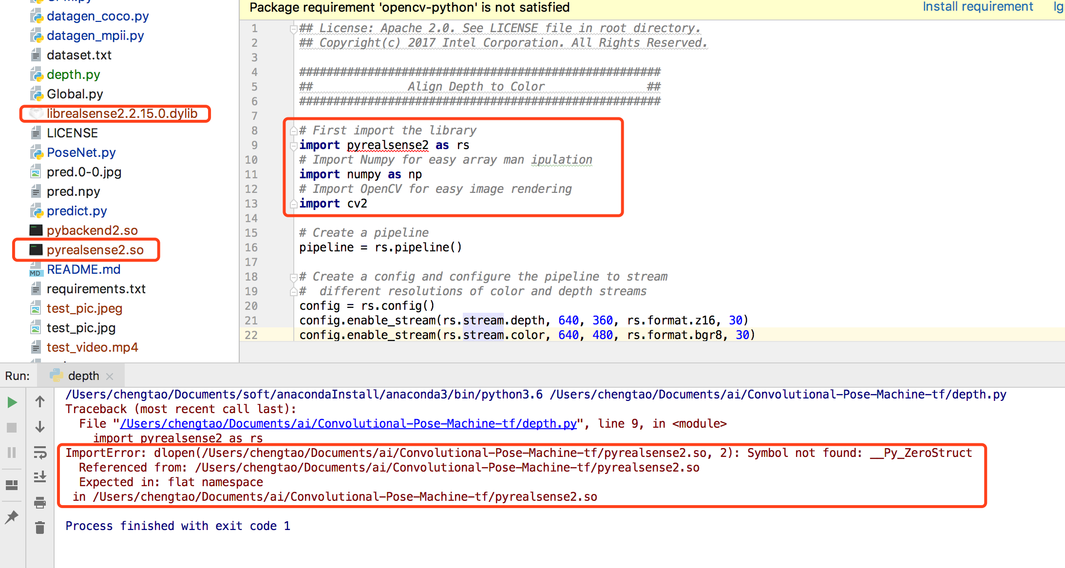 Run example error on mac in python with D435 · Issue #2323 ...