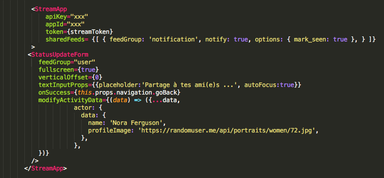 Statusupdateform And Modifyactivitydata Defaultuserdata Prop · Issue 48 · Getstream React
