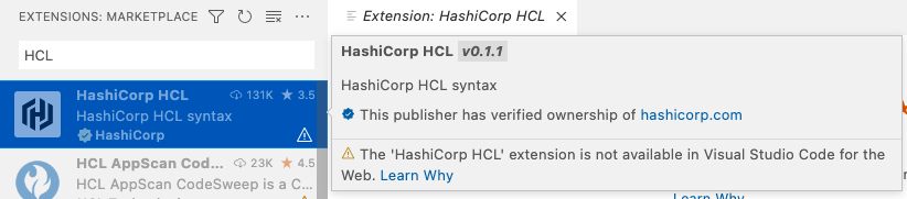Make Hcl Extension Available In Browser Mode · Issue 111 · Hashicorp Vscode Hcl · Github