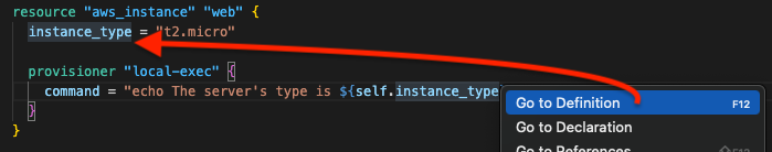 Go-to-definition/go-to-references for `self.*` in `provisioner` blocks ... Go-to-definition/go-to-references for `self.*` in `provisioner` blocks ...