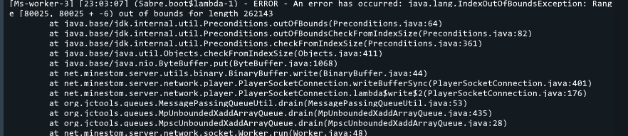 java.lang.IndexOutOfBoundsException: Range [45, 45 + -15) out of bounds ...