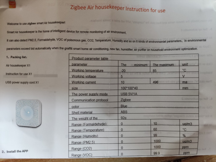 Tuya Smart Ts0601 Tze200dwcarsat Smart Air House Keeper Formaldehyd And Voc Units · Issue 
