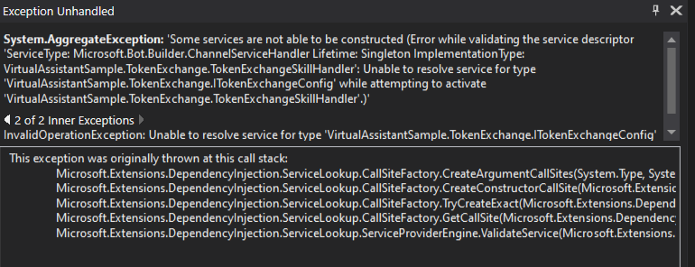 [VA] Handle ITokenExchangeConfig properly · Issue #3414 · microsoft/botframework-solutions · GitHub