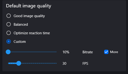 "More" checkbox under Image Quality / bitrate settings · rustdesk ...