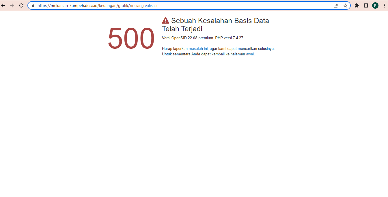 Bugerror Laporan Rincian Realisasi Hasil Dari Impor Siekudes Error 500 · Issue 5471 · Opensid 