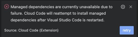 Managed Dependency Check Failed · Issue #677 · GoogleCloudPlatform/cloud-code-vscode · GitHub