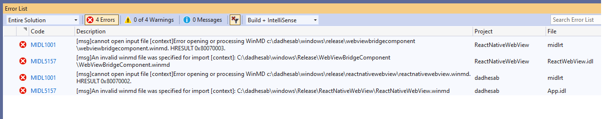 not able to create app packages for windows · Issue #2135 · react-native-webview/react-native ...