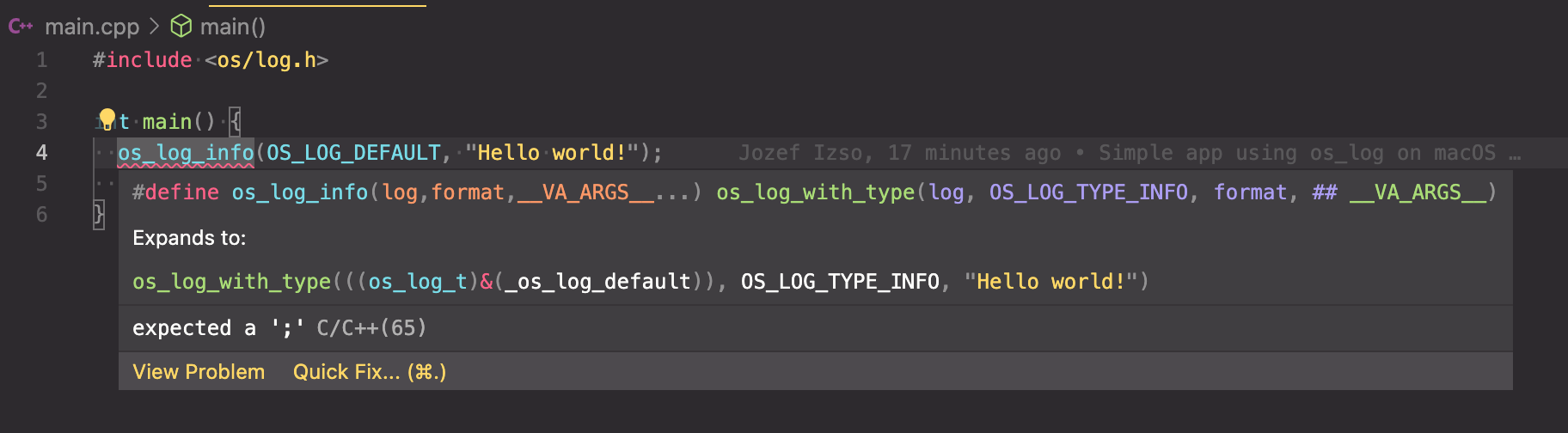 GitHub - jozefizso/vscode-os_log-error