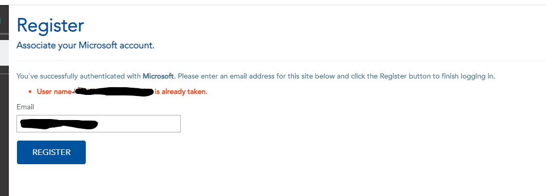 Identity.UI is asking the user to register after Microsoft Authentication the second time and ...
