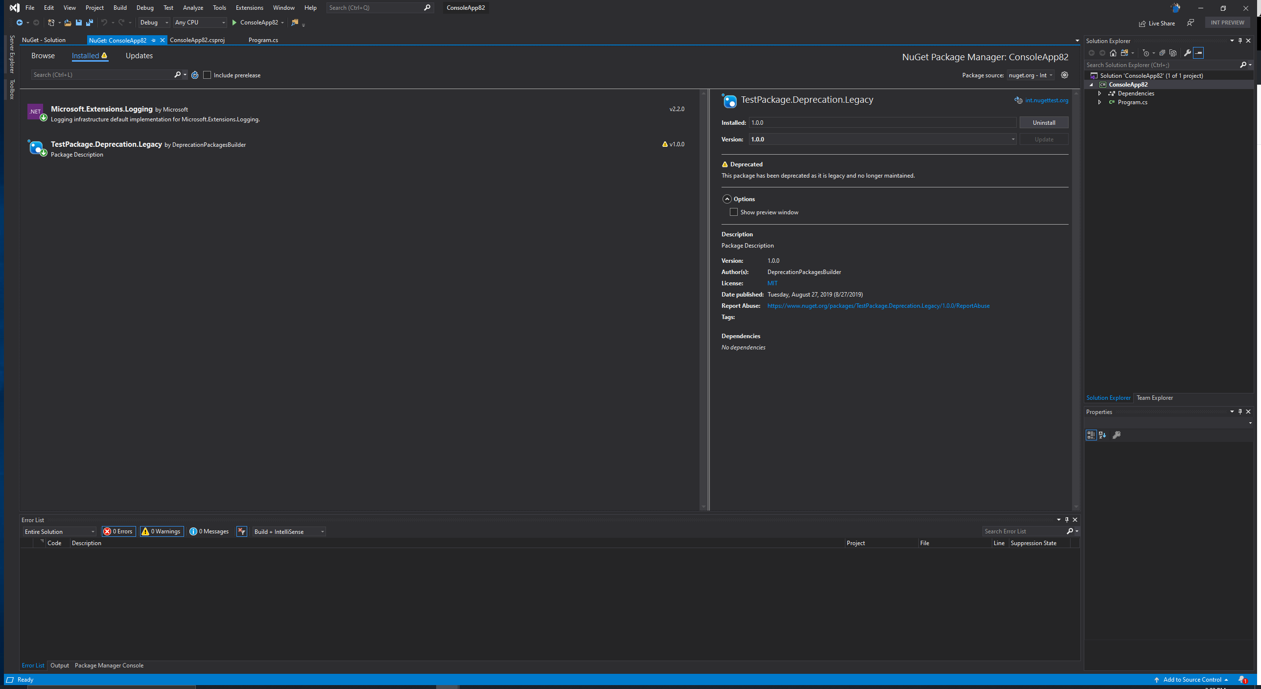 Solution PM UI - Deprecation warning icon has issues · Issue #8516 · NuGet/Home · GitHub