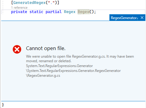 Peek definition doesn't work on source generated code · Issue #65873 · dotnet/roslyn · GitHub