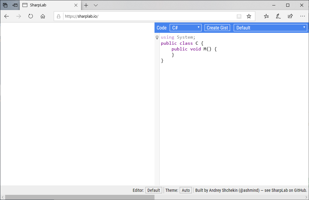 Lots of horizontal empty space on Edge · Issue #560 · ashmind/SharpLab · GitHub