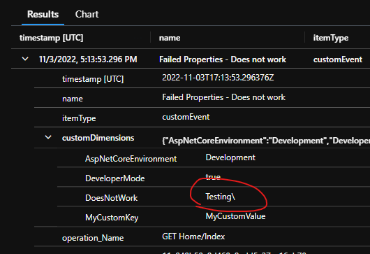 Telemetry item gets lost when property value ends with a backslash · Issue #2698 · microsoft ...