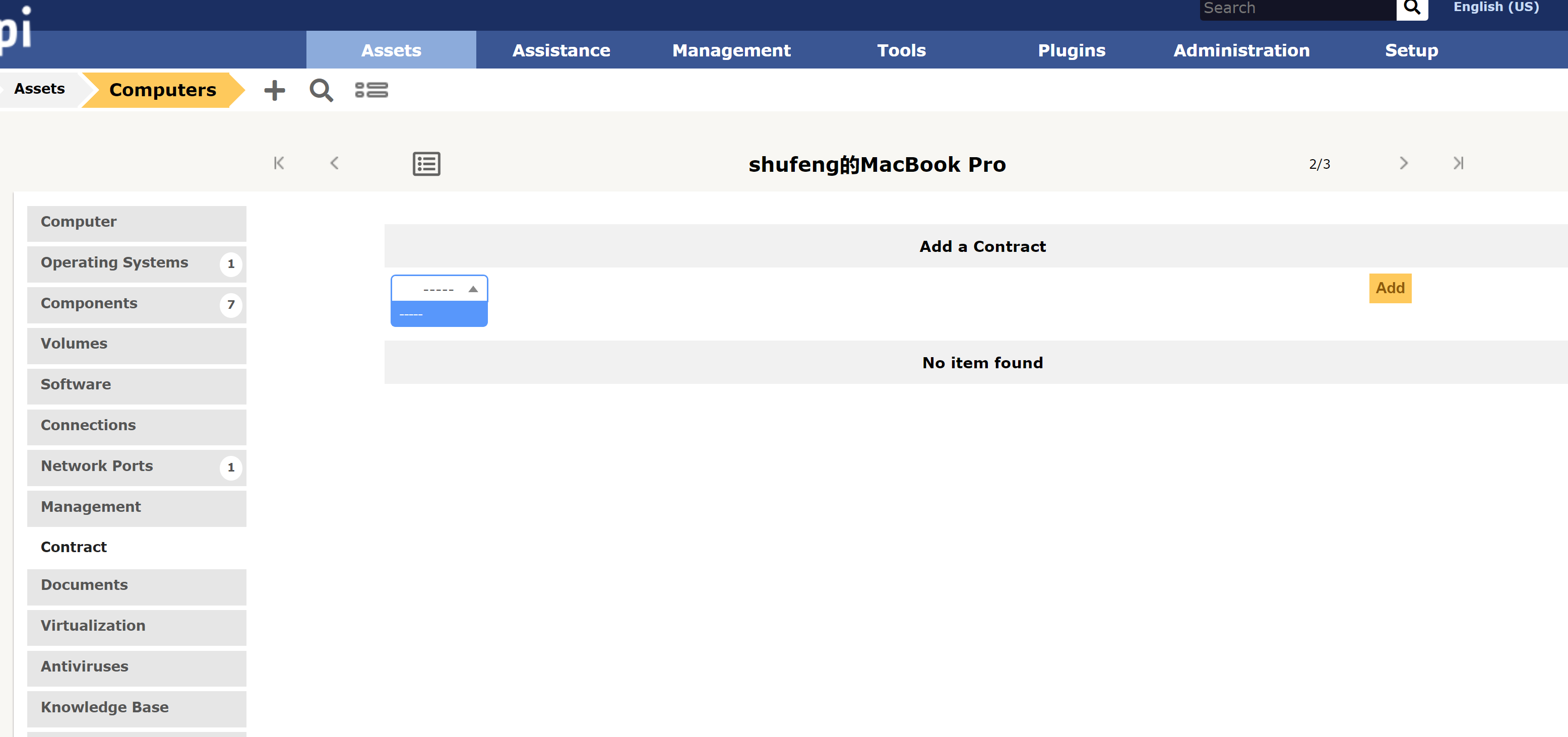 Assets Manager Contract Tab Can Not Add An Contract · Issue 7036 · Glpi Projectglpi · Github