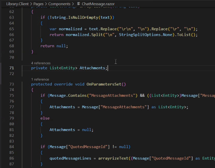 Indentation not respected in Blazor .razor file when moving to a new line after a private field ...