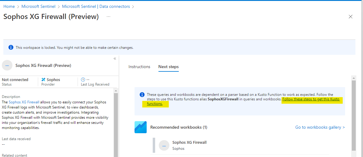 MS Sentinel > Data Connector > Sophos XG Firewall (Preview) > Function Parser link 404 · Issue ...