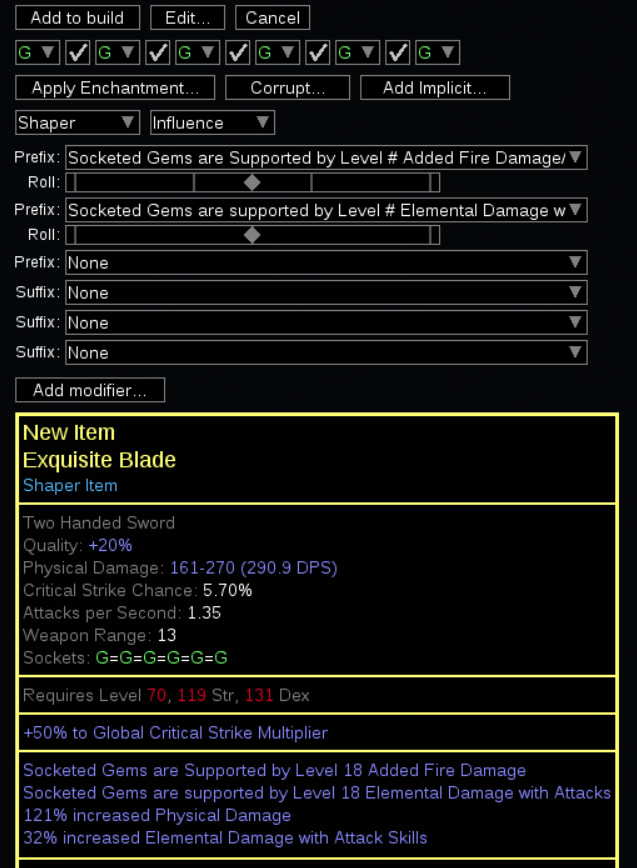 Two-handed weapons have one-handed influence modifiers in 'Craft Item' · Issue #5934 ...