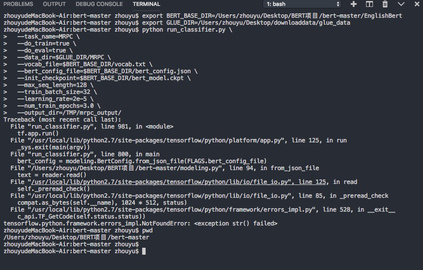 Error when running run_classifier.py · Issue #724 · google-research/bert · GitHub
