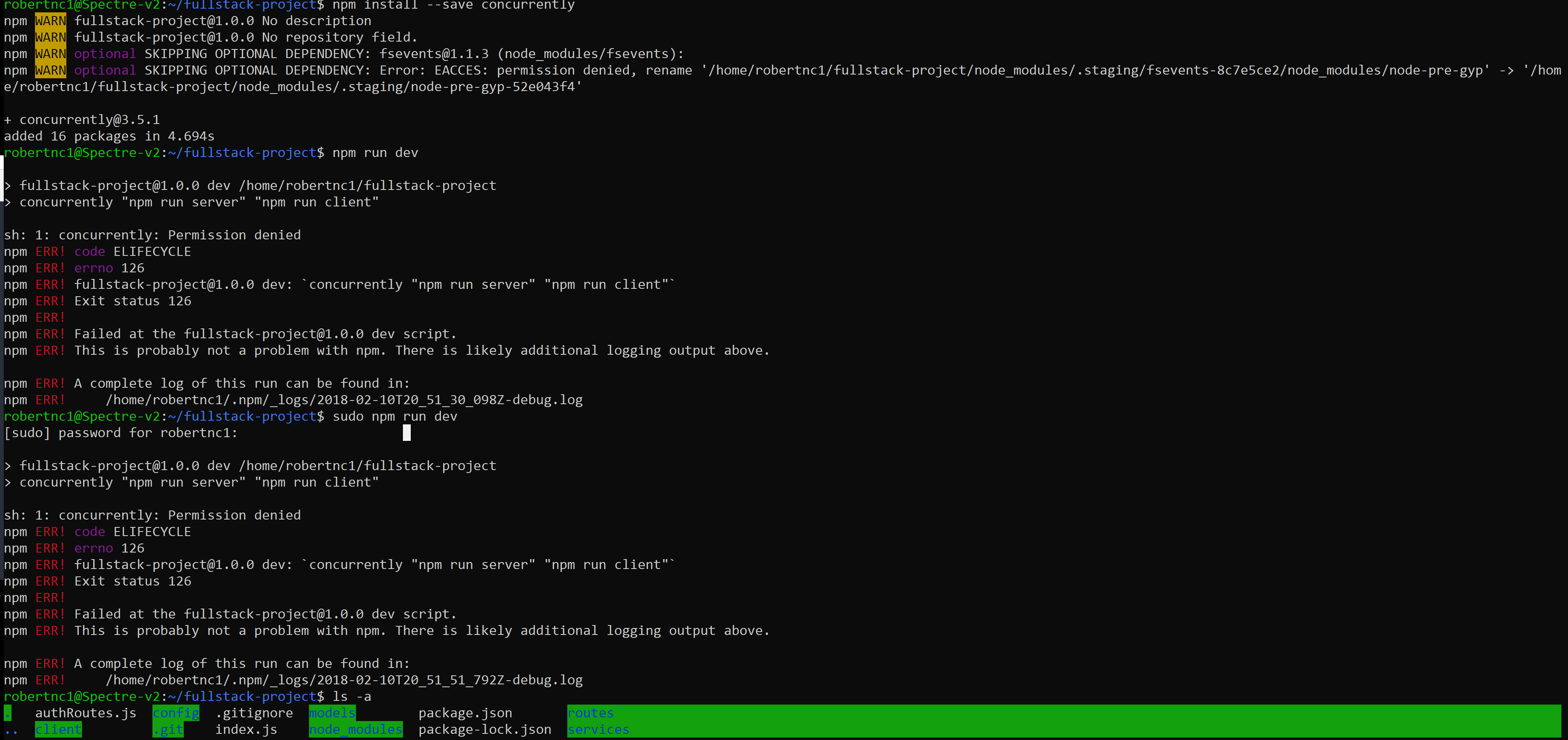 Sh 1 Concurrently Permission Denied Issue 15 StephenGrider FullstackReactCode GitHub
