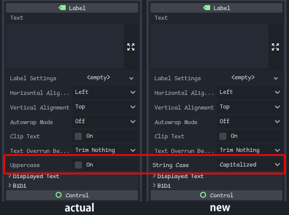Add a string case property in all Control nodes that can display text · Issue #6341 ...