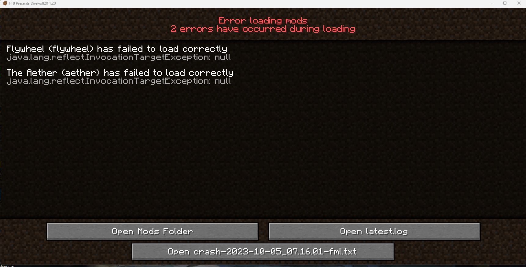 Crash on Startup Due to The Aether and Flywheel · Issue #3951 · FTBTeam/FTB-Modpack-Issues · GitHub