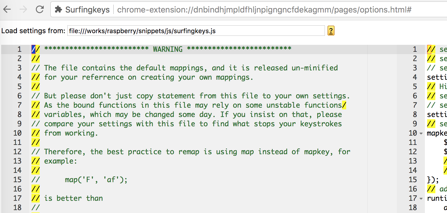 在Surfingkeys的设置界面使用`/`搜索会导致插件无响应 · Issue #405 · brookhong/Surfingkeys · GitHub