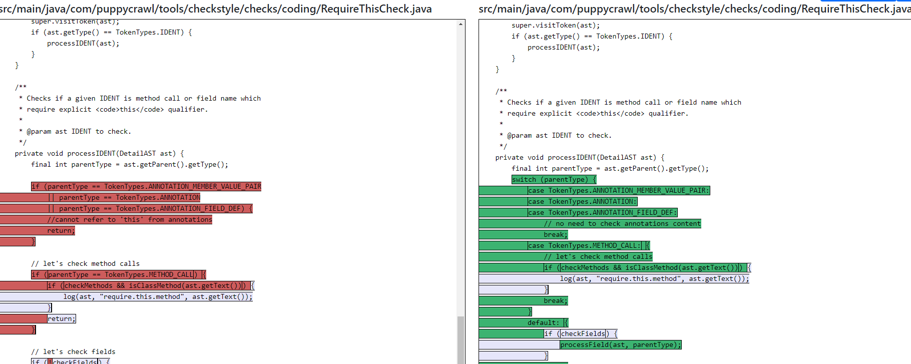 If-else-if to switch case · Issue #315 · tsantalis/RefactoringMiner · GitHub