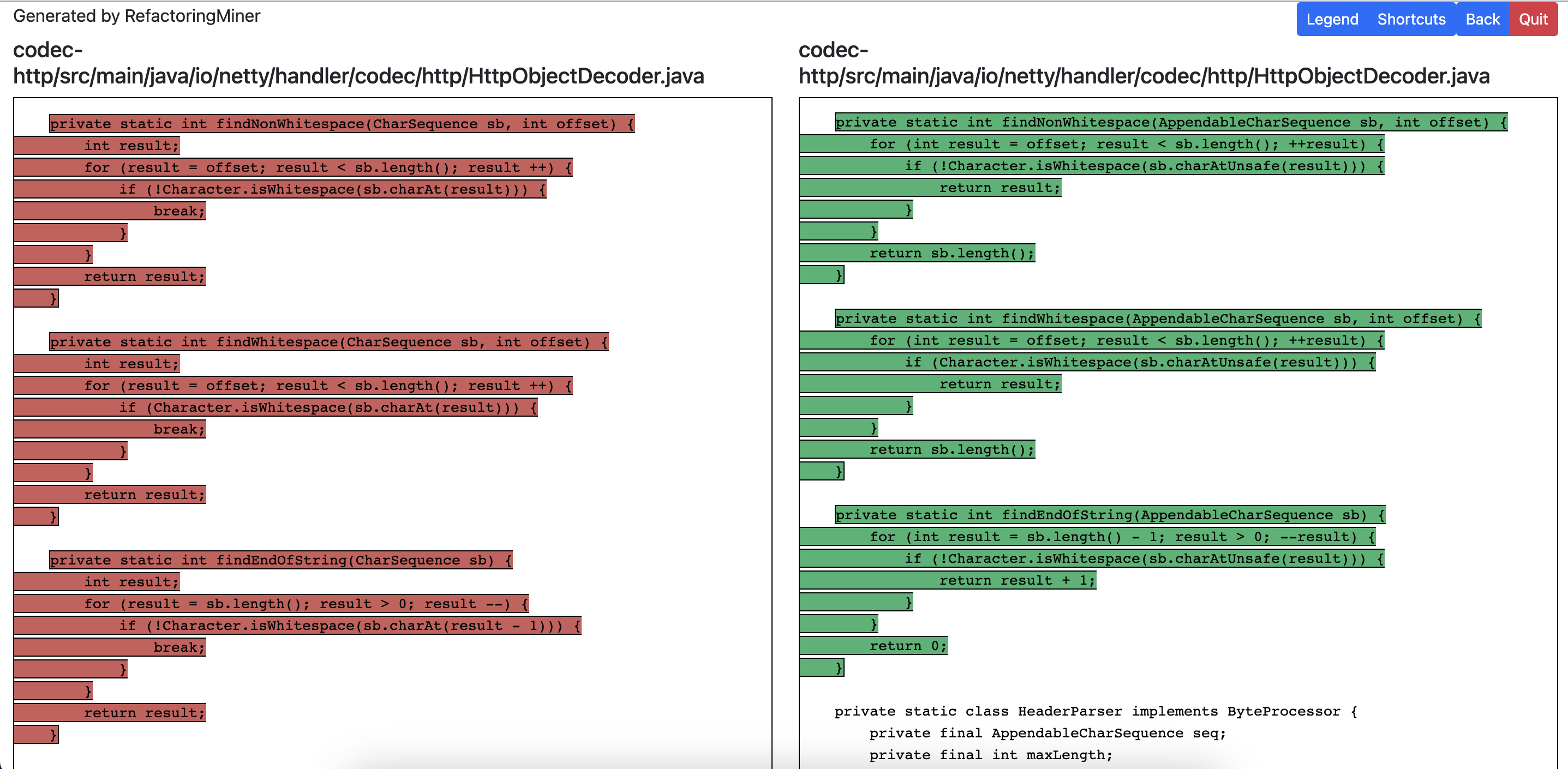 Operations with different signatures and slightly different method body not reported as mapped ...