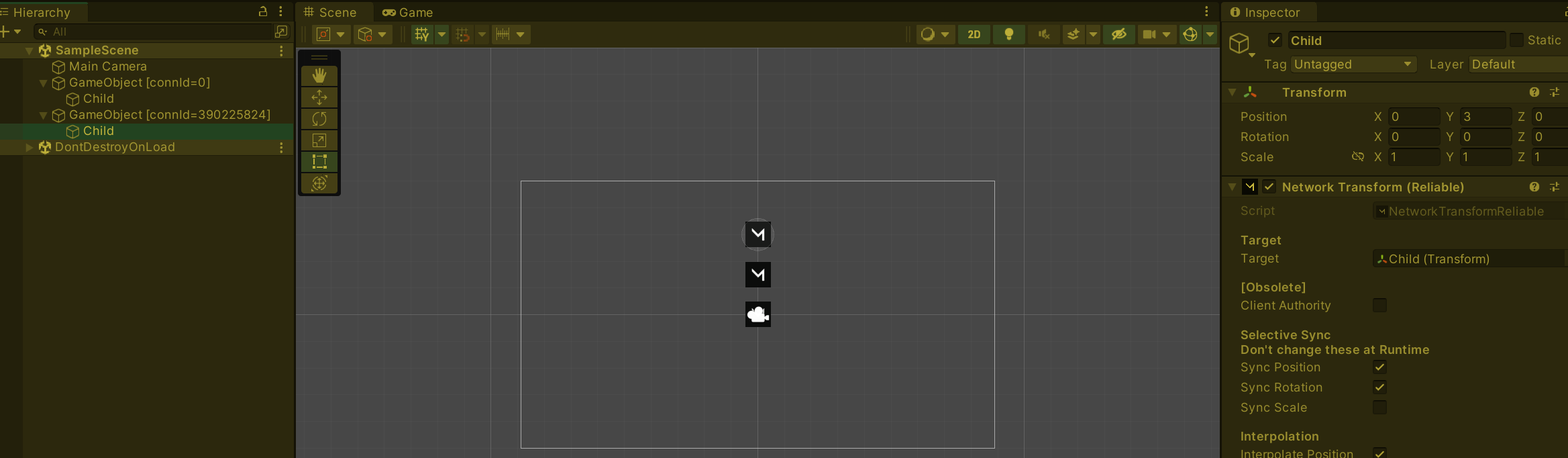 NetworkTransformReliable on child game object got doubled position when CmdTeleport in Start ...
