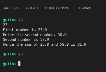Improper display of prompt messages in output of Julia program in the ...