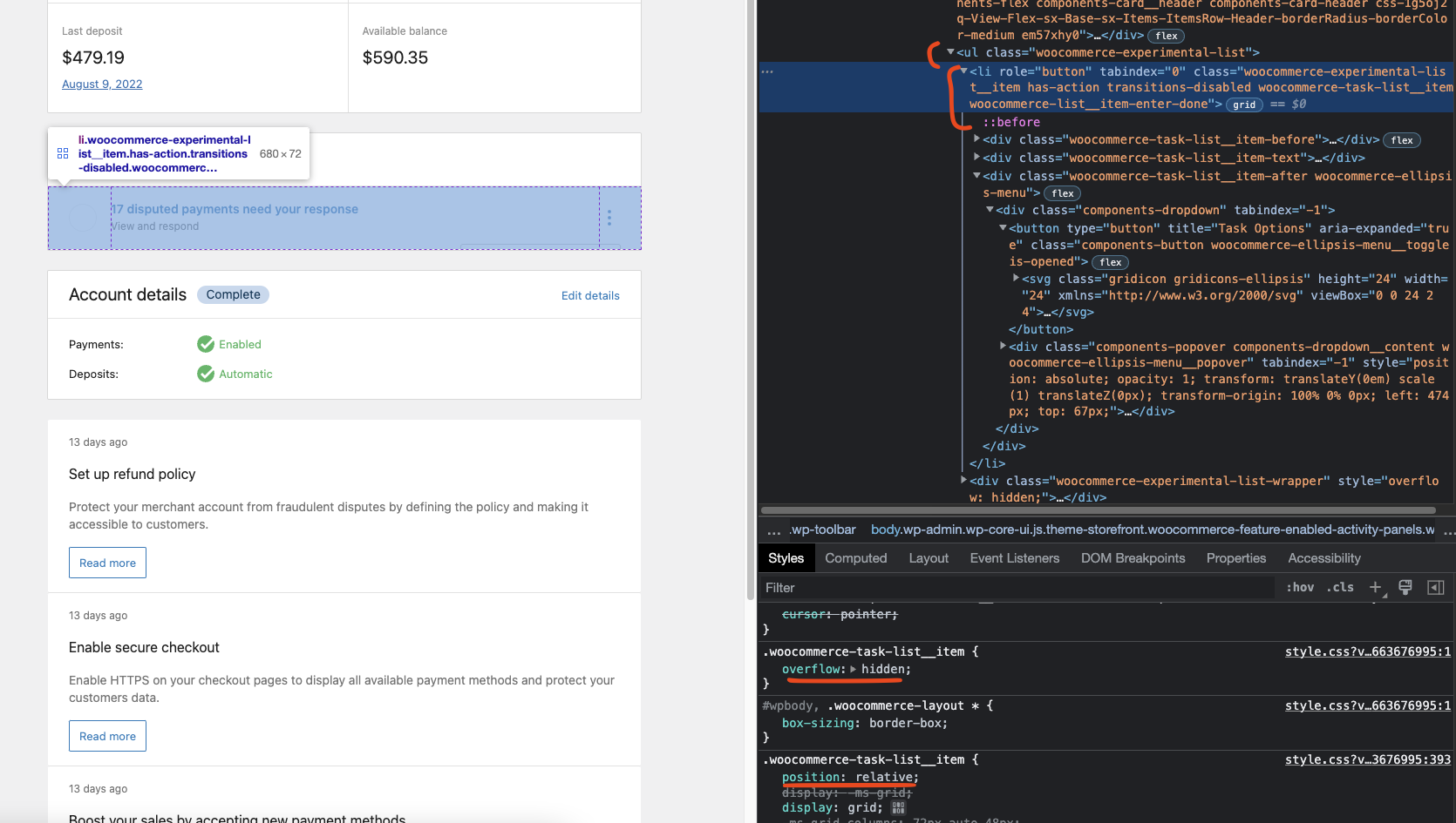 The Ellipsis Dropdown Menu Is Mostly Hidden Within The Task List · Issue 34780 · Woocommerce