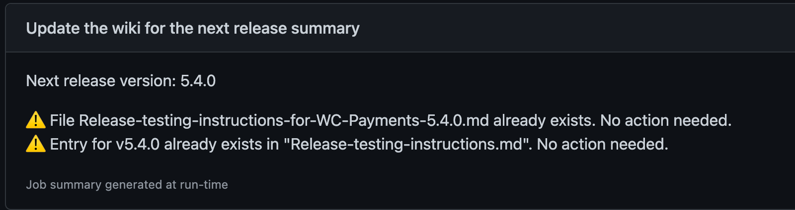 Do Not Fail The Update The Wiki Step If No Action Is Needed · Issue 5395 · Automattic