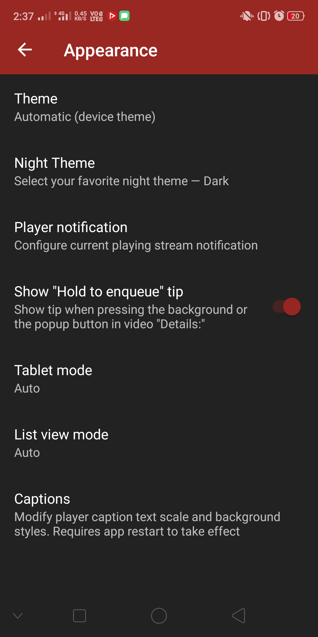 Remove unnecessary night theme selection in appearance section of settings · Issue #9353 ...
