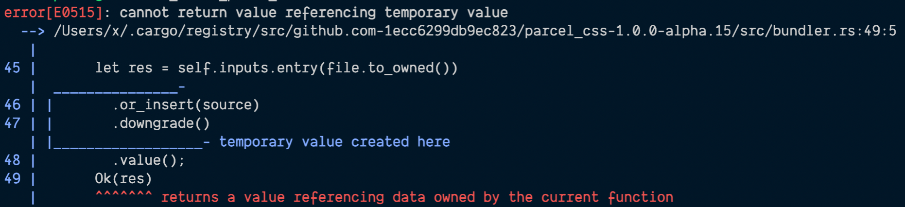 error[E0515]: cannot return value referencing temporary value · Issue #83 · parcel-bundler ...