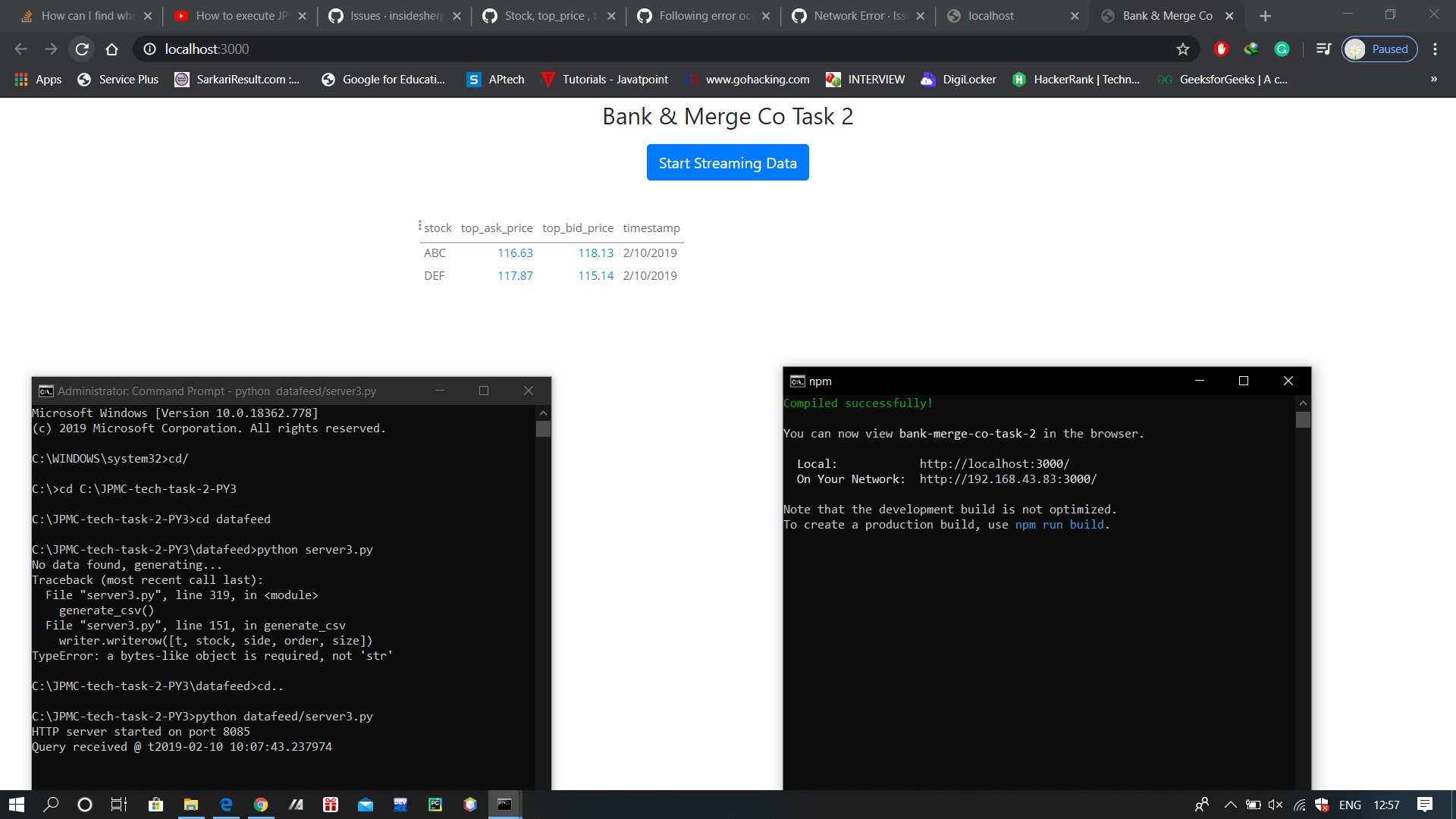 Following error occur while clicking on "Start Streaming Data" · Issue #163 · insidesherpa/JPMC ...