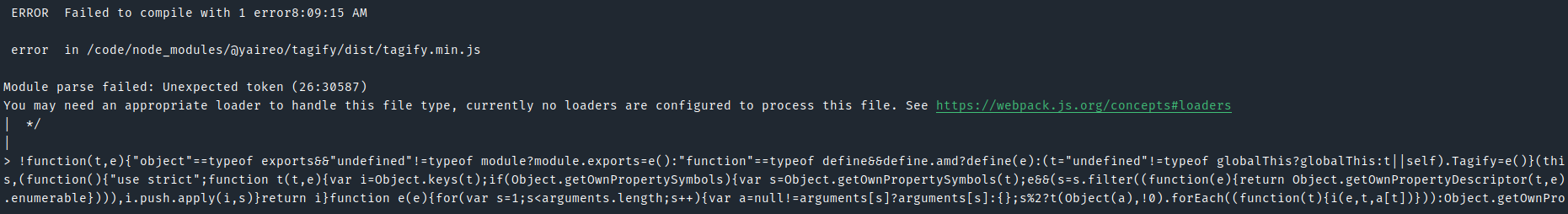 Vue 2.7 compilation error when building application · Issue #1066 · yairEO/tagify · GitHub