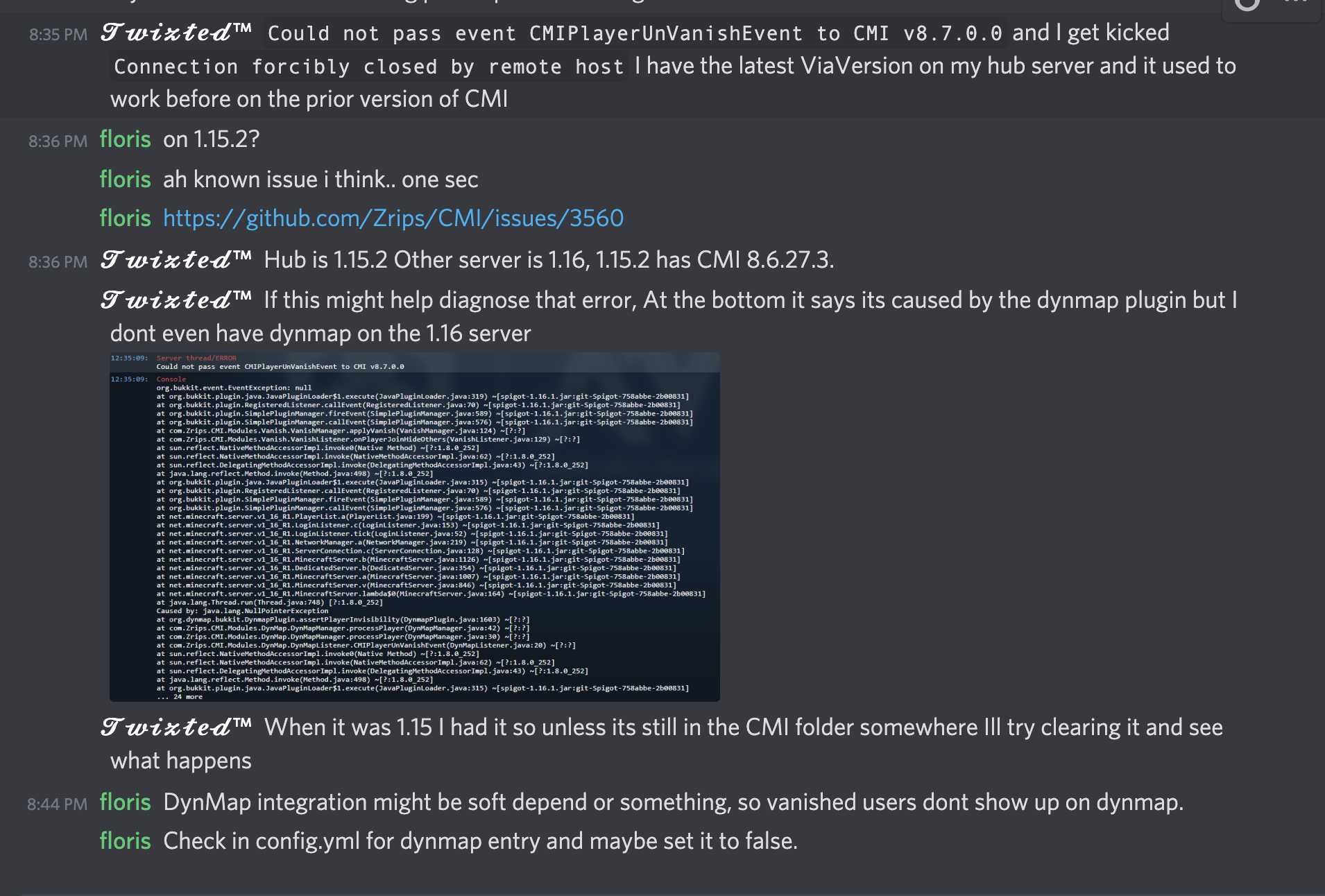 [1.16.1] (CMI v8.7.0.0) Could not pass event CMIPlayerUnVanishEvent · Issue #3560 · Zrips/CMI ...
