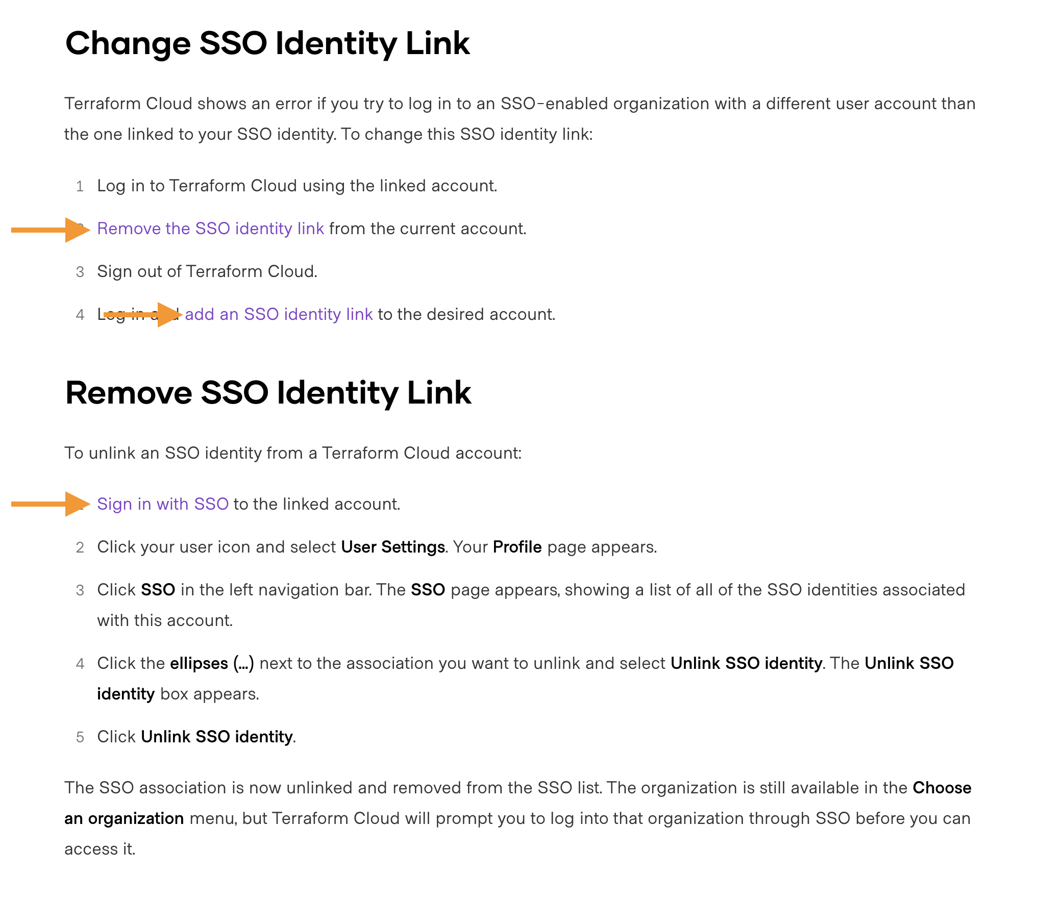 Multiple Broken Links On The Single Sign On → Linking A User Account Page · Issue 2340