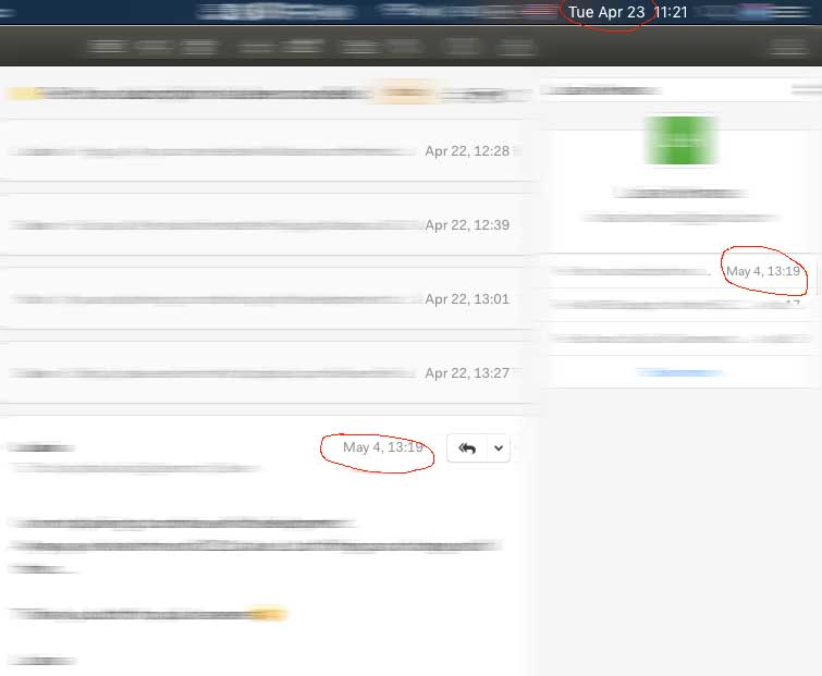 Invalid future date displayed for received emails · Issue #1472 · Foundry376/Mailspring · GitHub