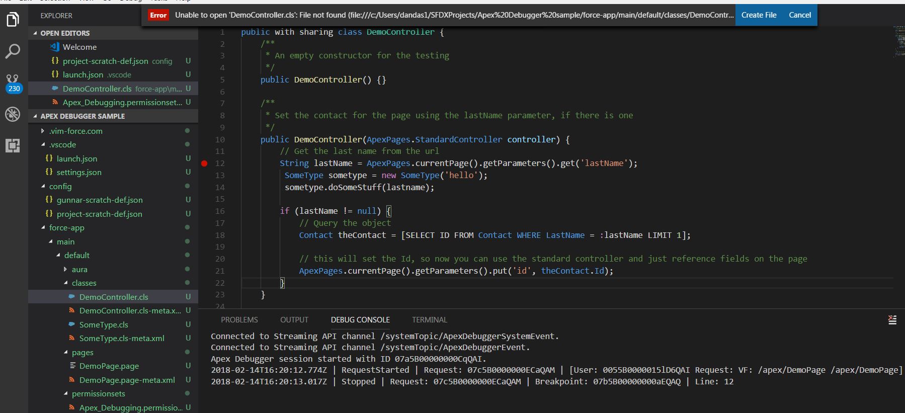 Unable to open file with Apex Interactive Debugger when the path to the file contains spaces ...