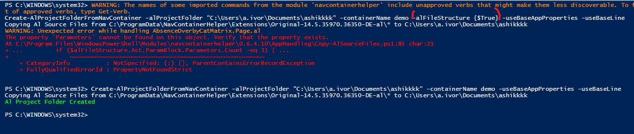 Create-AlProjectFolderFromNavContainer failing while using -alFileStructure · Issue #675 ...