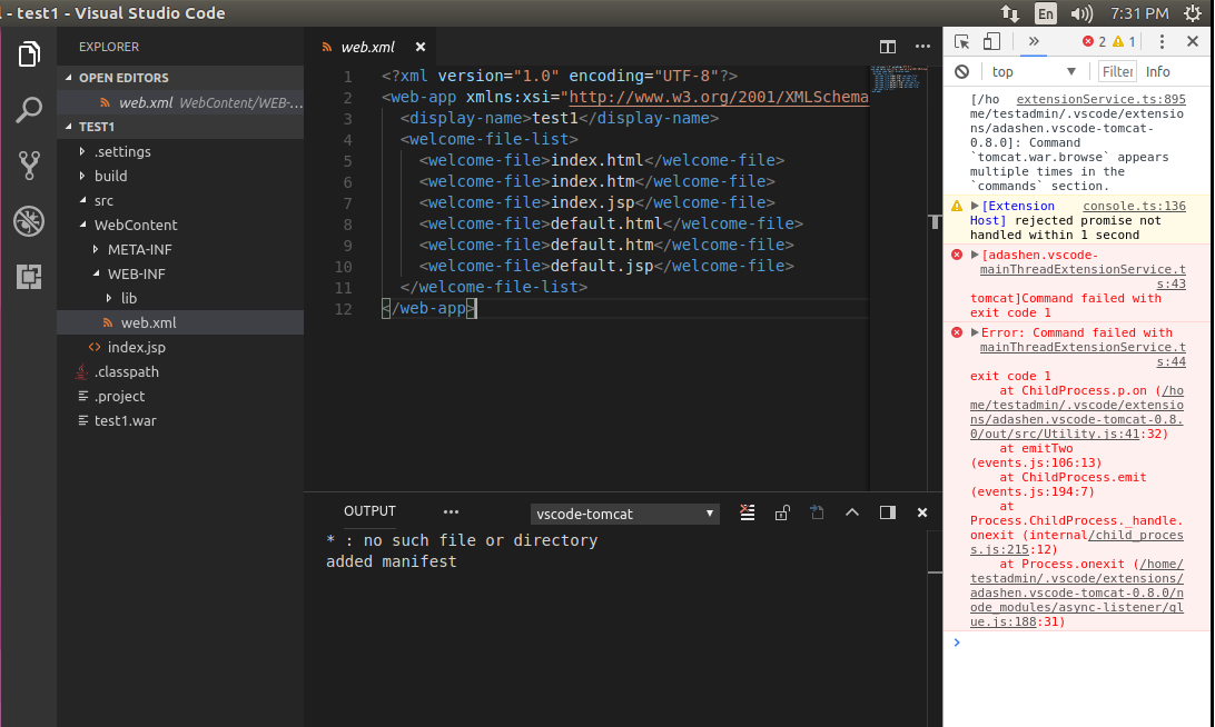 Tomcat: Generate War Package from Current Folder throw errors. · Issue ...