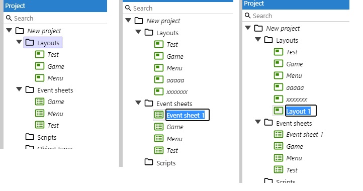 When Creating New Eventsheet And Layout They Have Different Order In The List · Issue 4408 7160