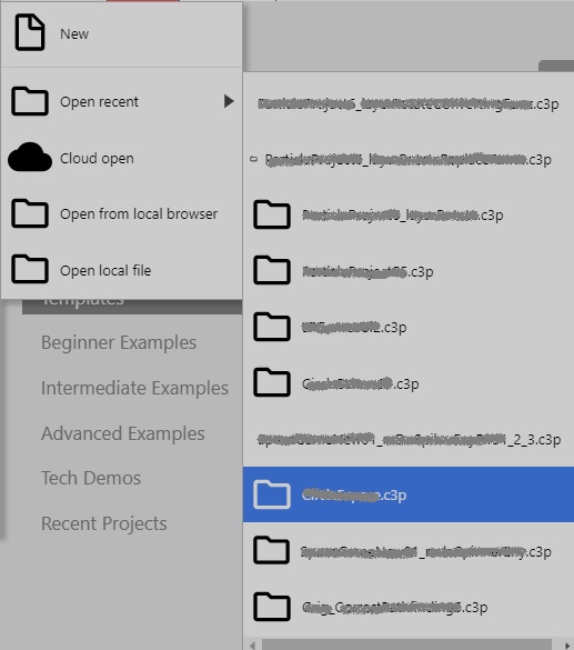 Open recent project - folder icons are misleading · Issue #2223 · Scirra/Construct-bugs · GitHub