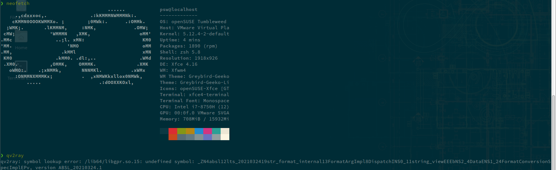 Bug Report: OpenSUSE TumbleWeed qv2ray: symbol lookup error: · Issue #1527 · Qv2ray/Qv2ray · GitHub