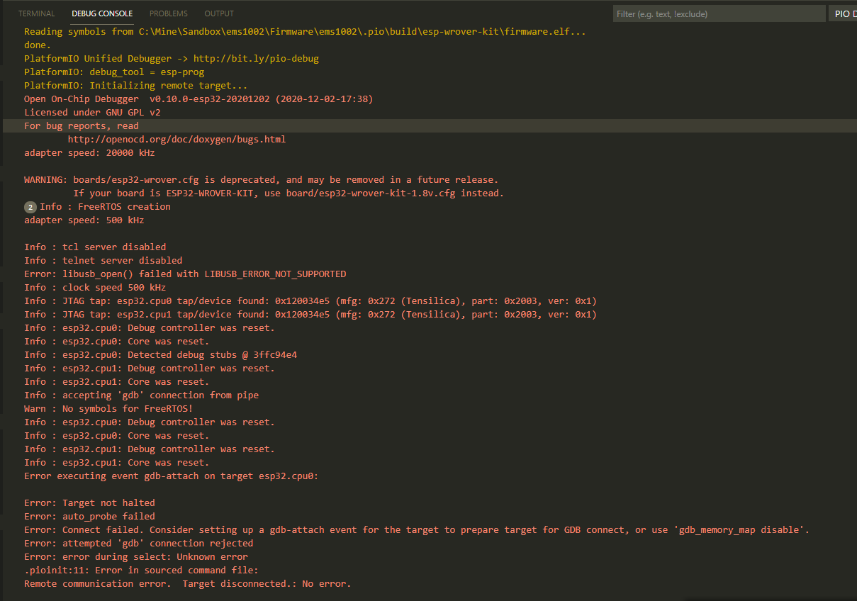 Esp32 Error In Starting Debugger · Issue 2560 · Platformioplatformio Vscode Ide · Github 