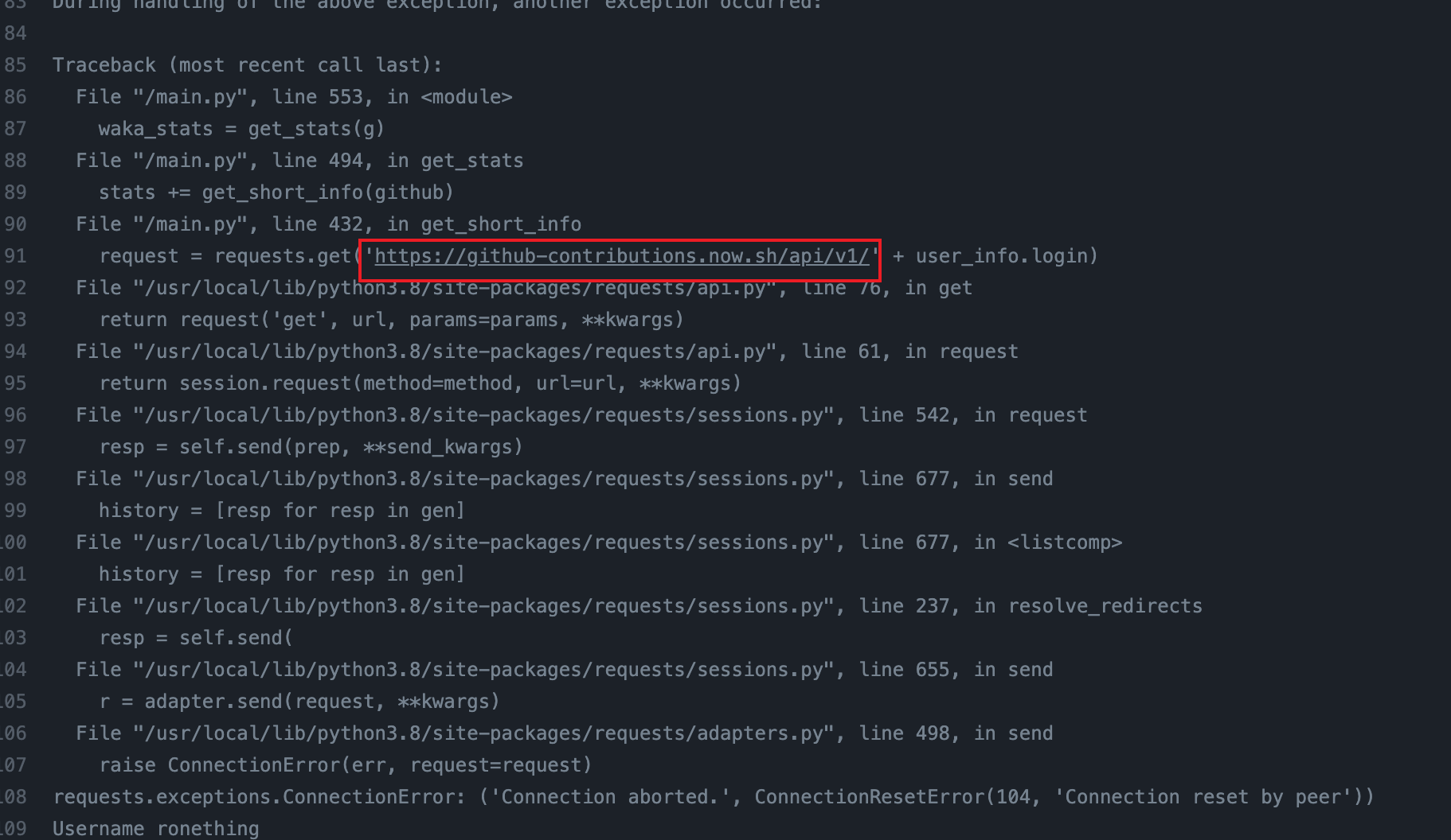 request always reset by peer · Issue #258 · anmol098/waka-readme-stats · GitHub