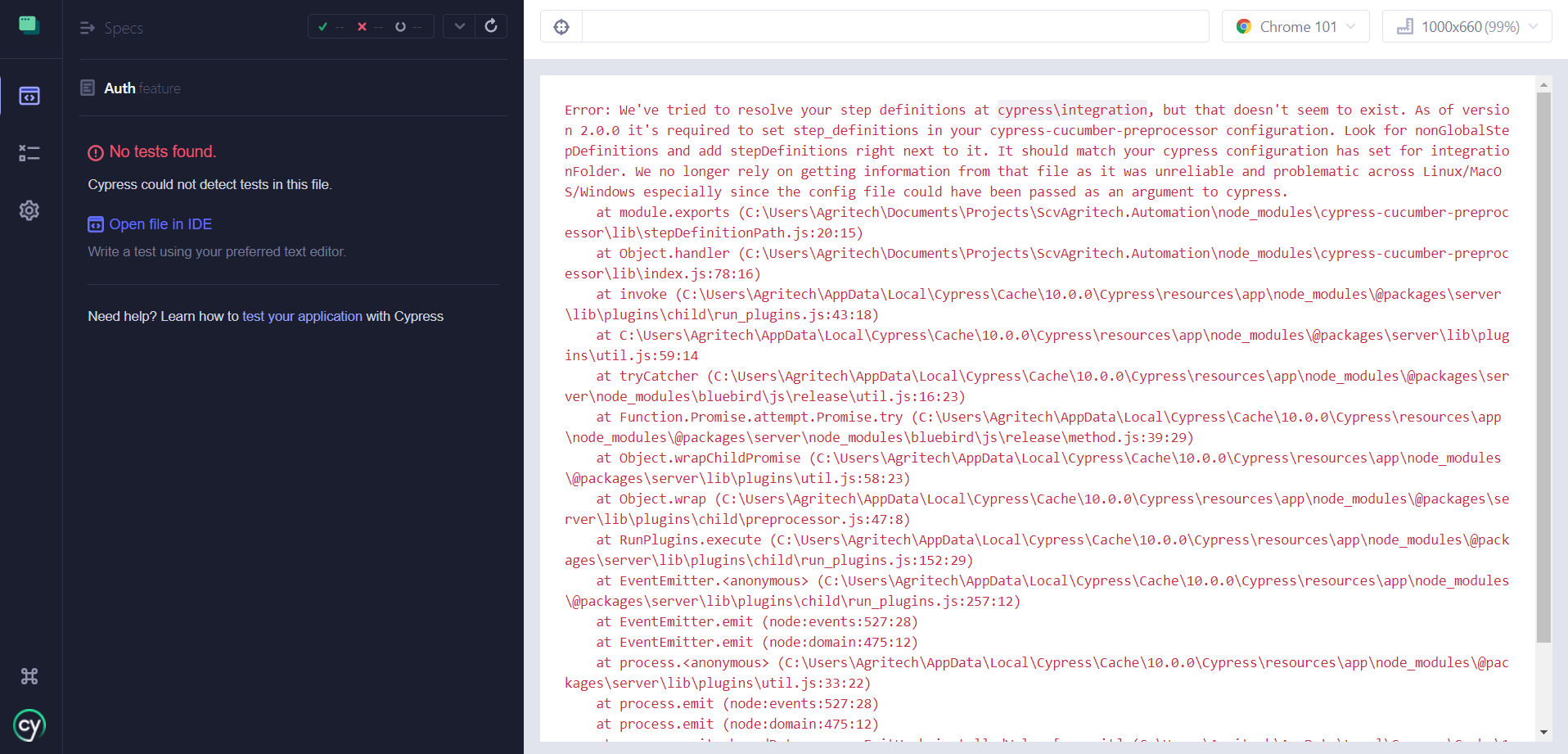 Step definition path still pointing to "cypress\integration" for Cypress version 10.0.0 · Issue ...